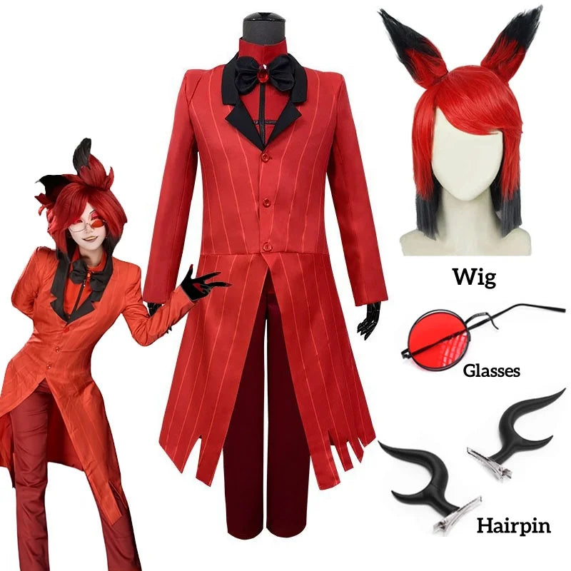 Alastor Hazbin Cosplay Costume Hotel Radio Demon Cosplay Red Jacket Sh ...