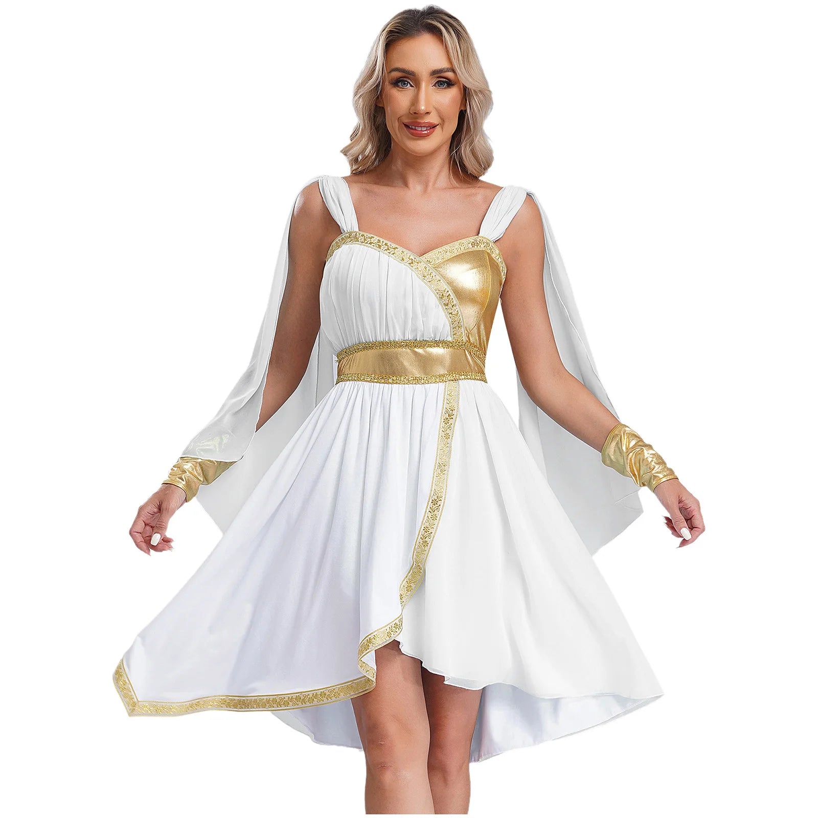 Women Ancientnt Greek Queen Athenana Goddesses Cosplay Costume Chiffon ...