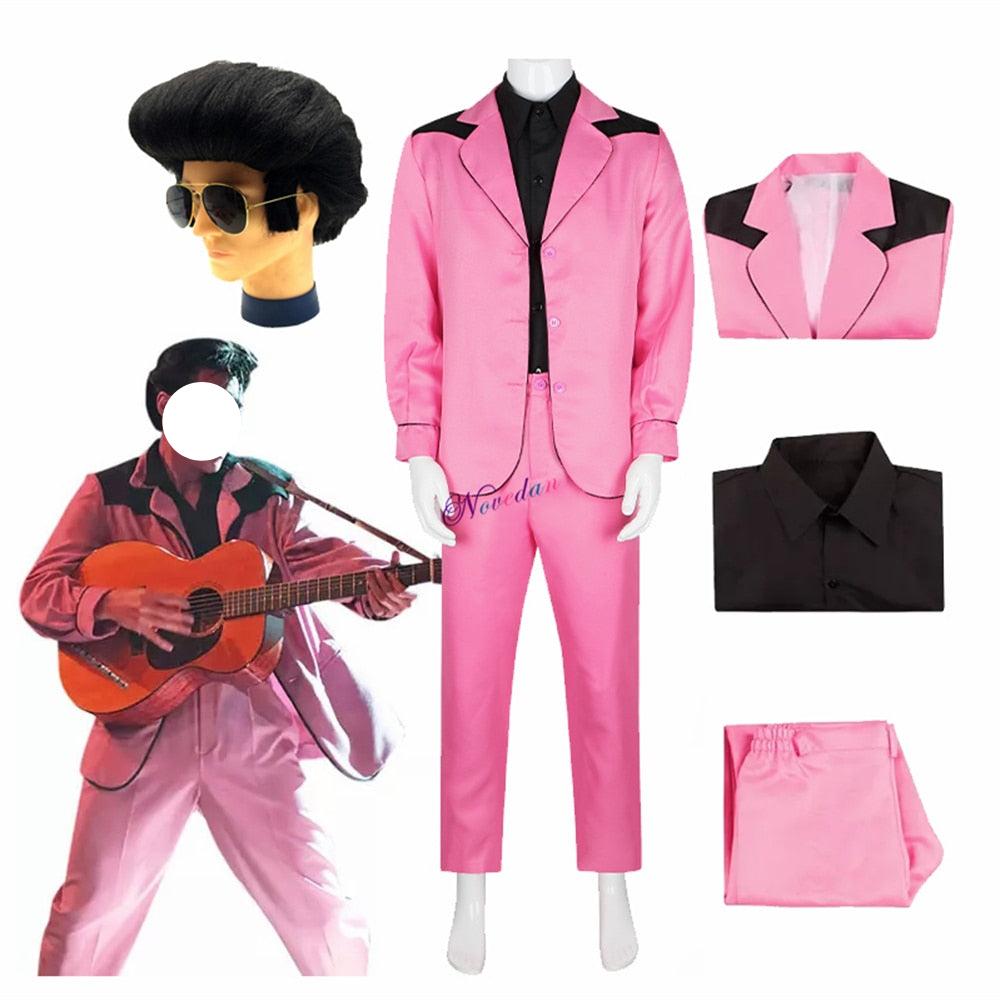 Movie Elvisis Costume Presleyey Jacket Pink Suit Outfit Men Fashion Id ...