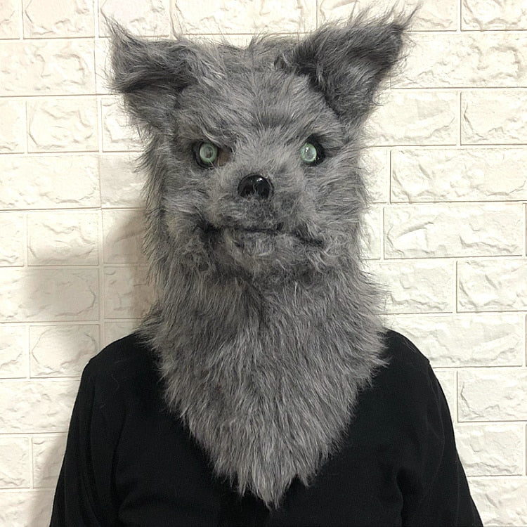 Gray Yellow White Wolf Fox Mask Headgear Halloween Animal Masquerade C ...