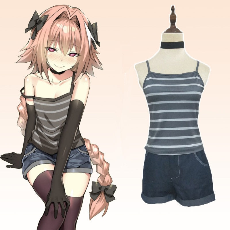 Japanese Anime Fate Apocrypha FGO Astolfo Sailor Suits Striped Vest Pa ...